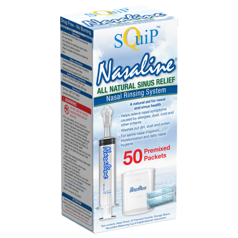 Nasaline® Nasal Rinsing System Kit with 50 Premixed Saline Packets - SQuiP